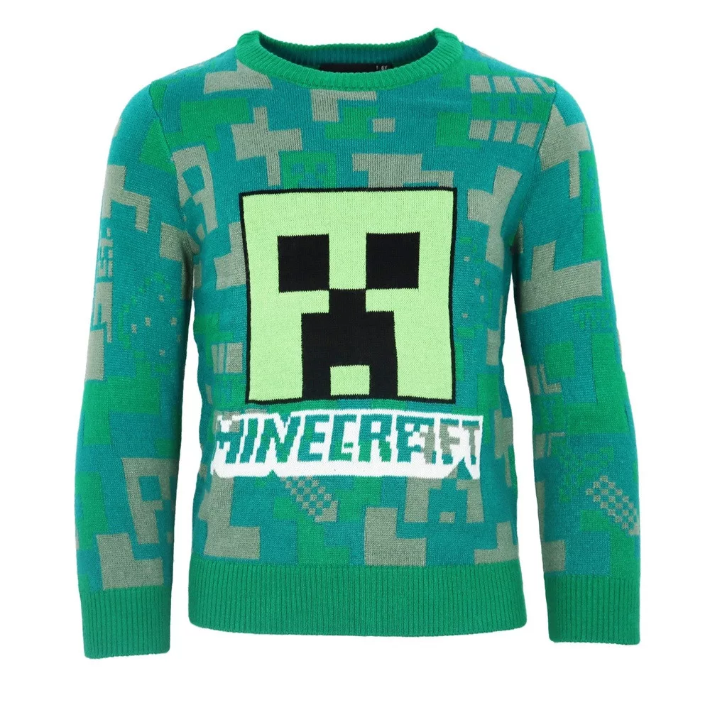 Minecraft Green children's knitted sweater 9 years - Javoli Disne
