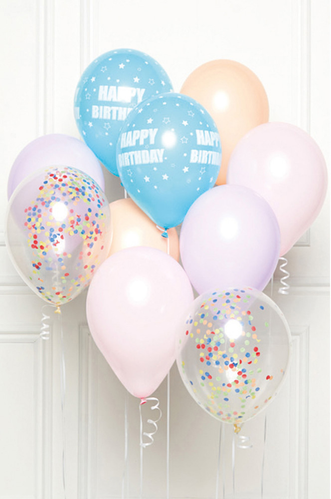 Colour Pastel Happy Birthday balloon, 10-piece balloon set 11 inch (27