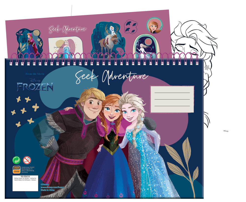 Disney Frozen Explore A/4 spiral sketchbook with 40 sheets and sticker