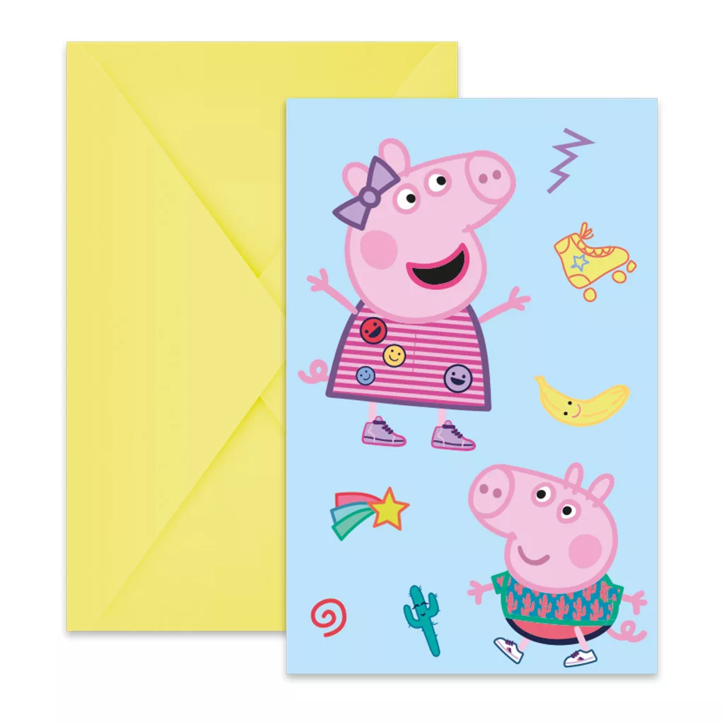 Peppa Pig Messy Play party invitation 6 pcs FSC - Javoli Disney Online